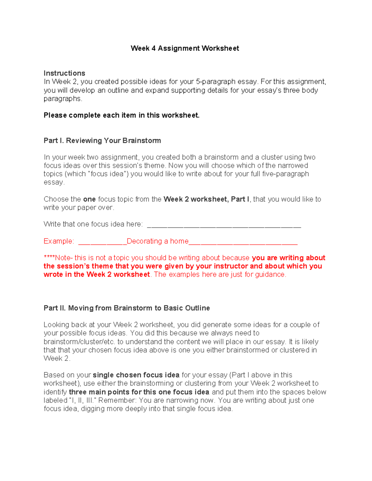 ENGL062 Week 4 Essay Outline Assignment Worksheet - Studocu