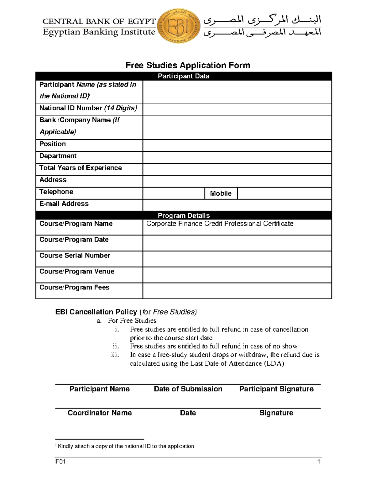 Free Studies Application Form F01 ENG Final 246 - Studocu
