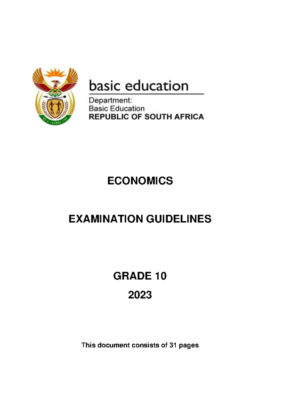2023 Economics Gr 10 Exam Guidelines Overview and Structure - Studocu