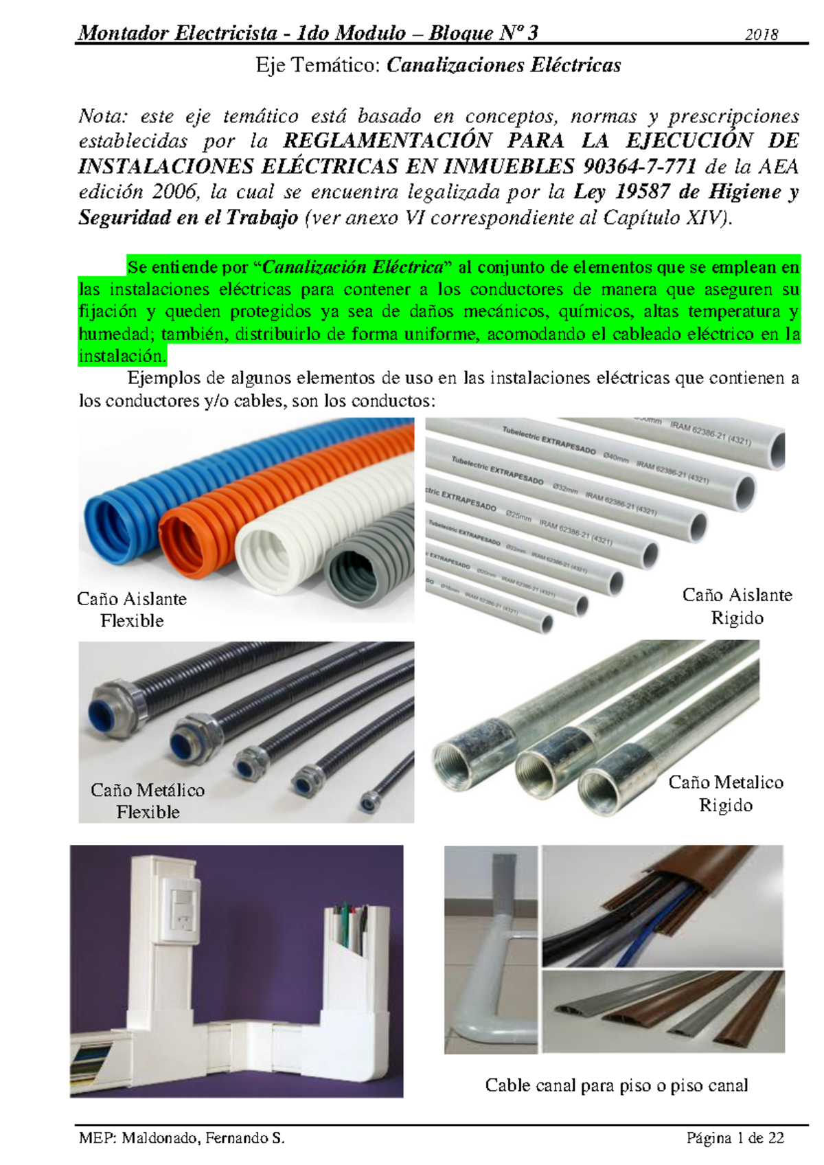 Canalizaciones Eléctricas: Tipos y Normativas en Instalaciones (90364) - Studocu