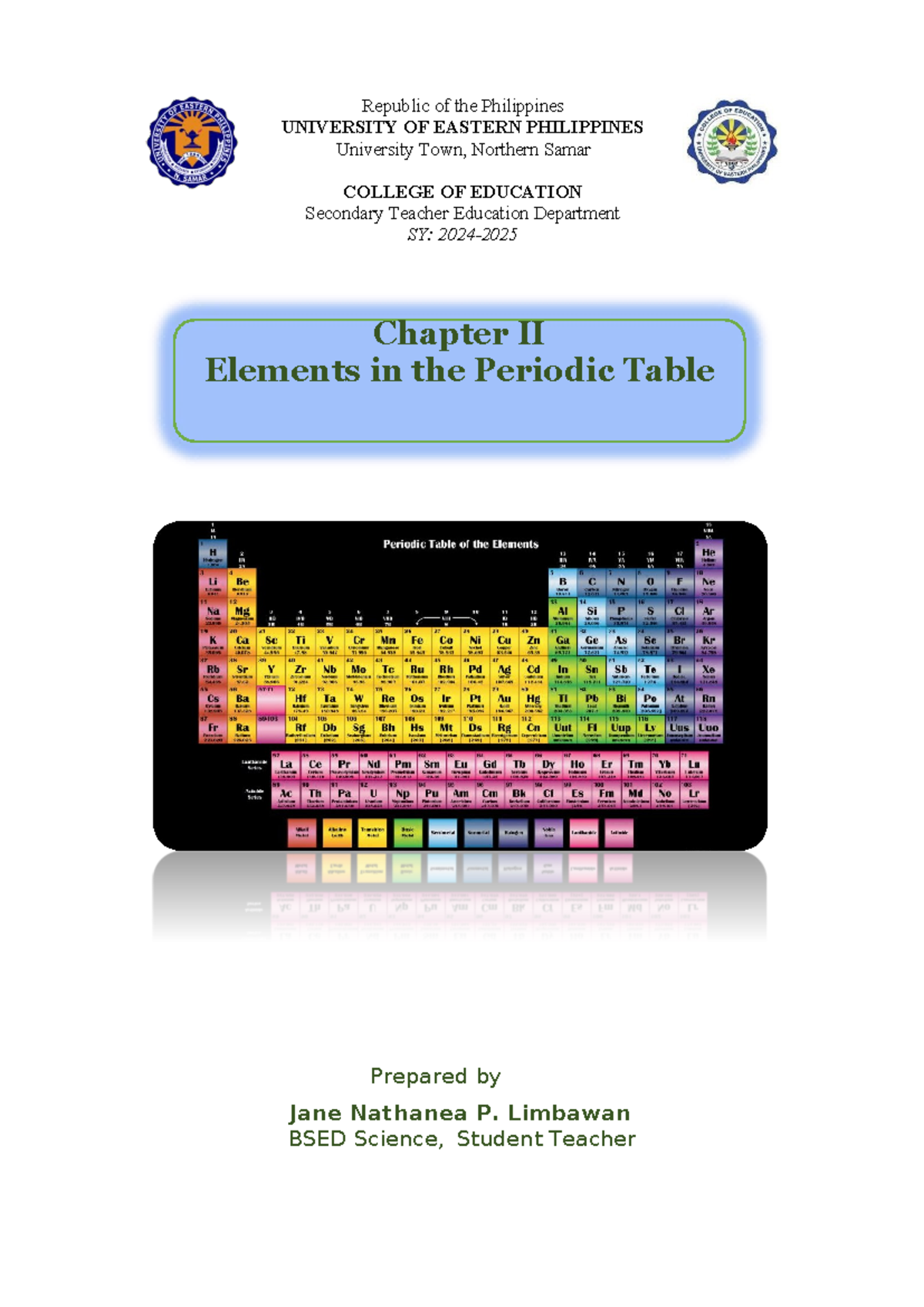 Chapter 2 Lesson 2: Elements in the Periodic Table - Activities - Studocu
