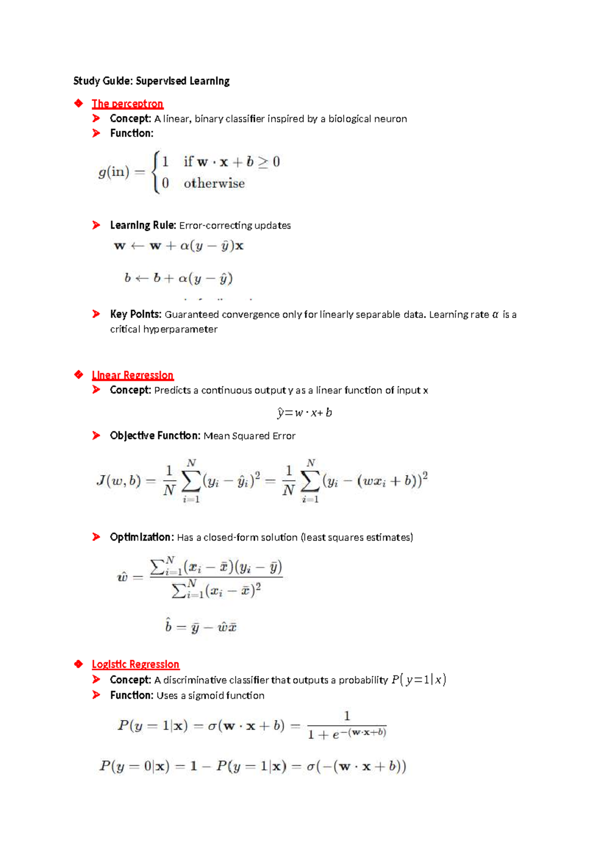 Study Guide: Supervised Learning Concepts & Key Points - Studocu