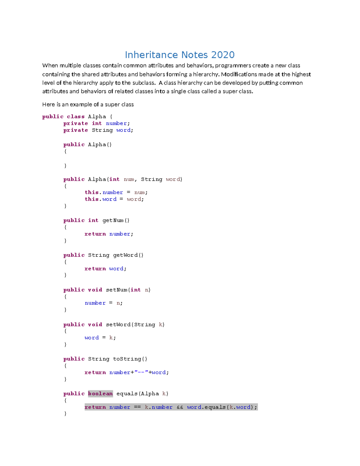 Inheritance and Polymorphism in Java: Alpha, Beta, and Gamma Classes ...