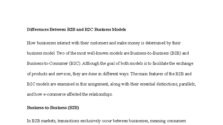 B2B vs B2C Business Models: Key Differences and Similarities - Studocu