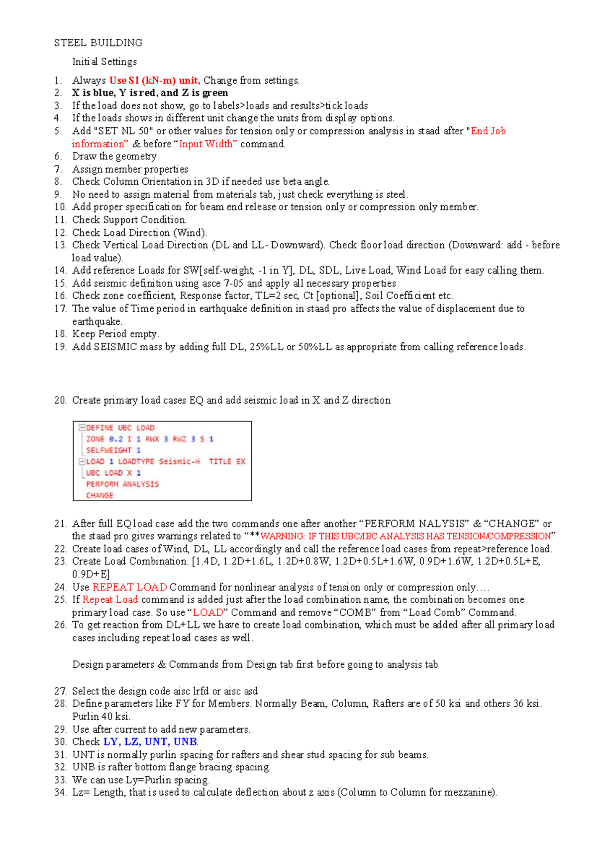 Check List for Steel Building Design (STCAD 101) - Studocu