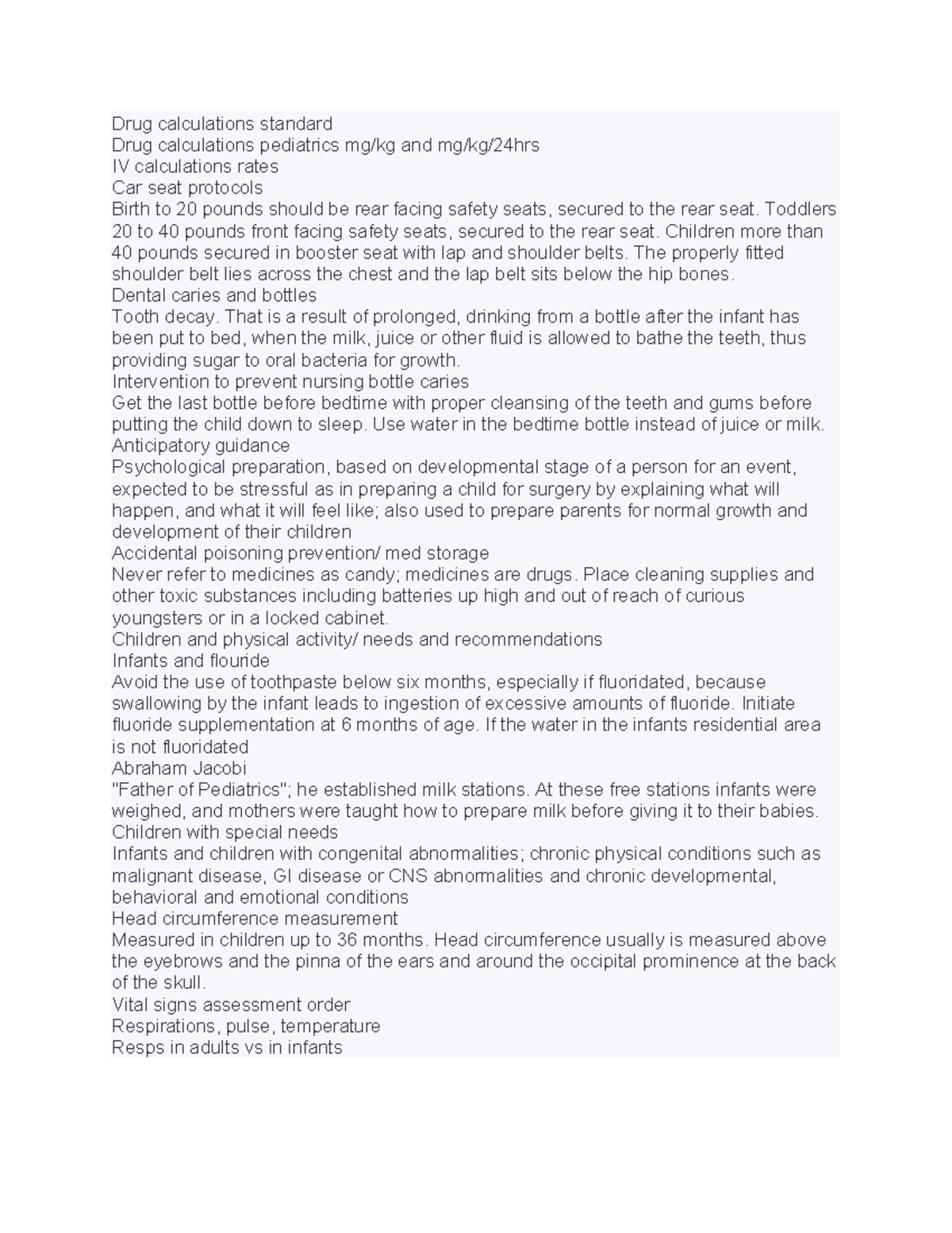 PEDS 101: Pediatric Drug Calculations & Safety Protocols Guide - Studocu