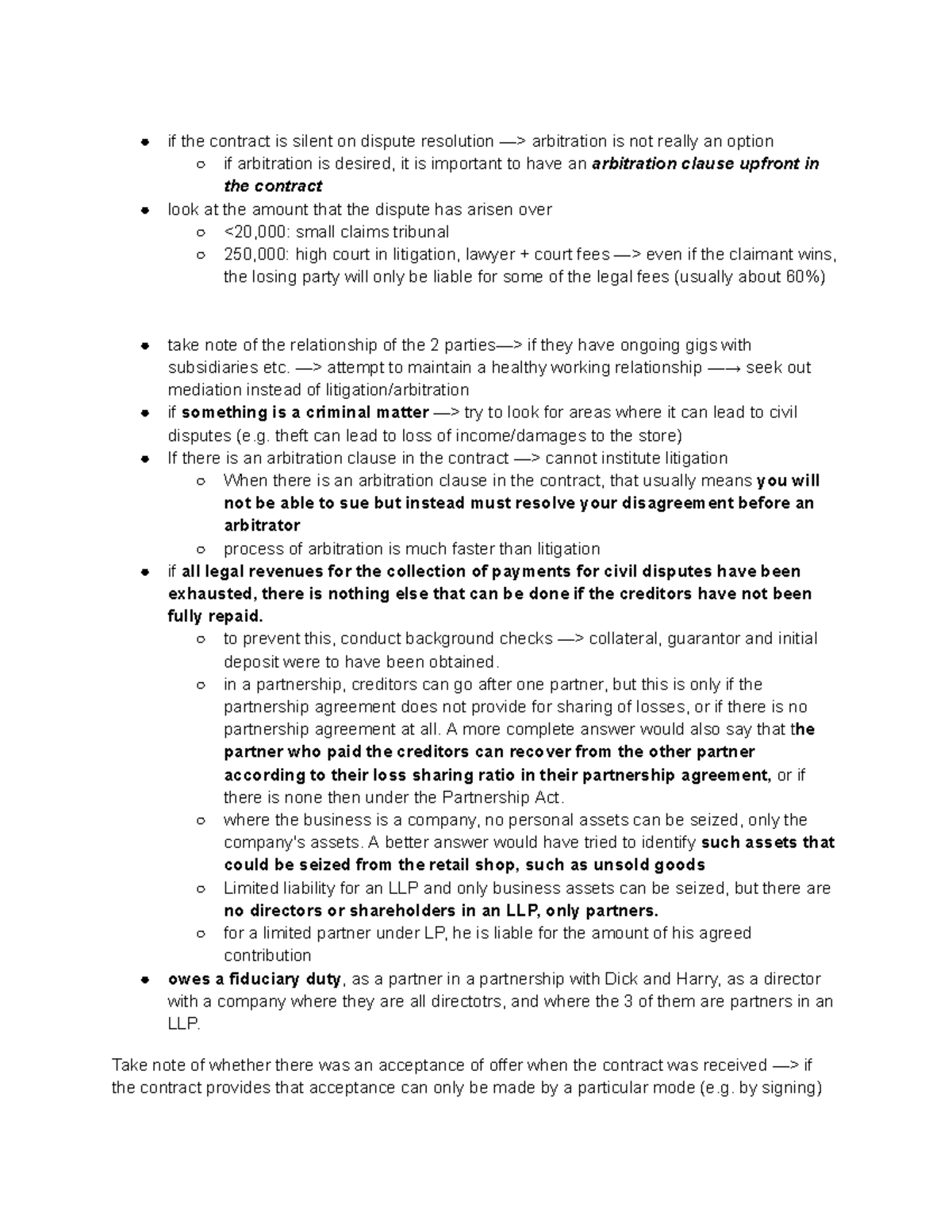 BSP1702 Tutorial Notes on Contract Dispute Resolution and Remediation ...