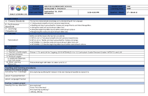 DULA - LESSON PLAN - Banghay- Aralin sa FILIPINO I. LAYUNIN Mga Layunin ...
