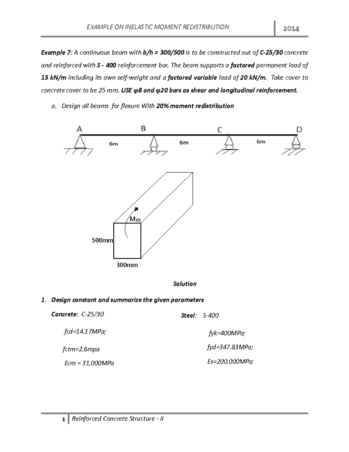 Designing Continuous Beams with 20% Moment Redistribution - Studocu