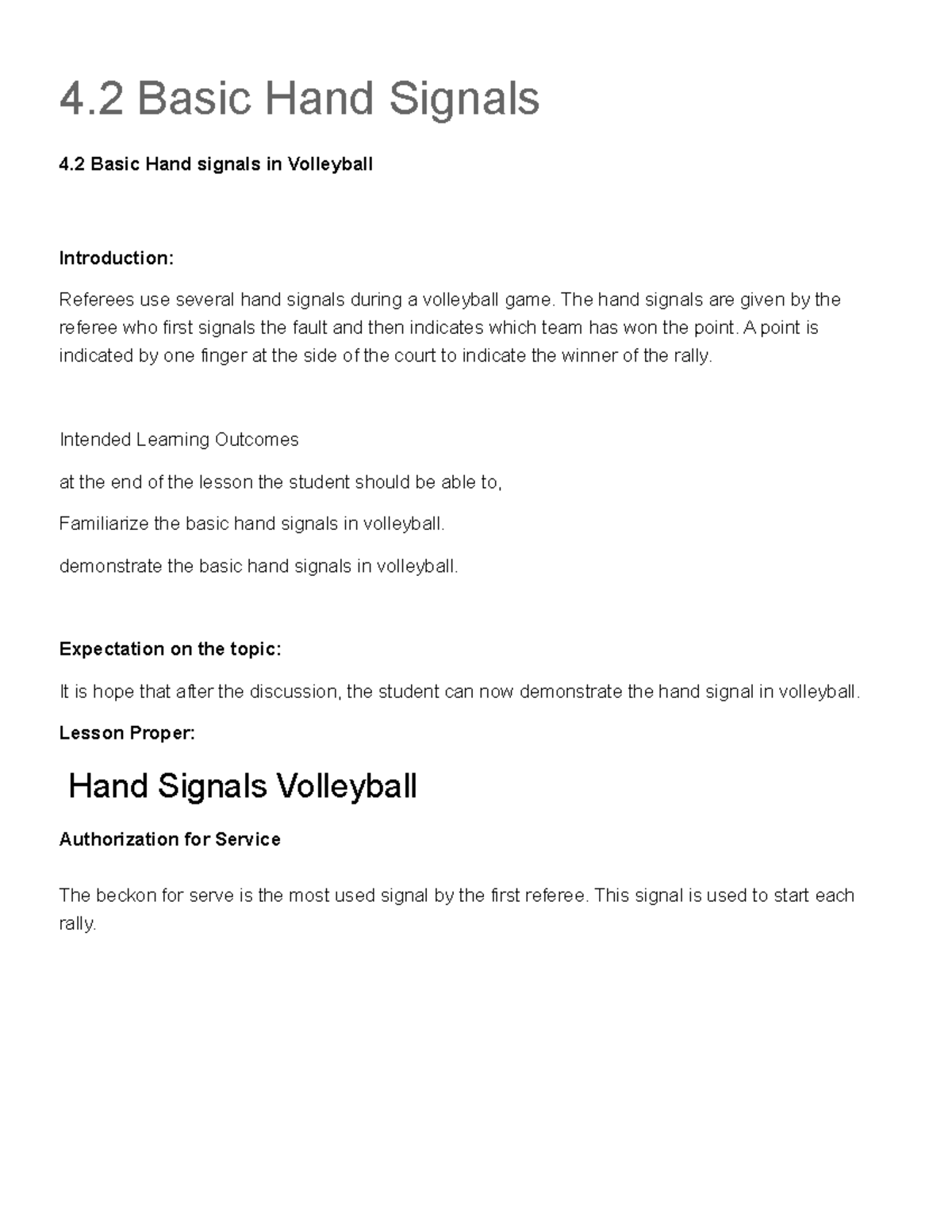 4.2 Basic Hand Signals PE 202 - Physical Education 4-converted - 4 ...