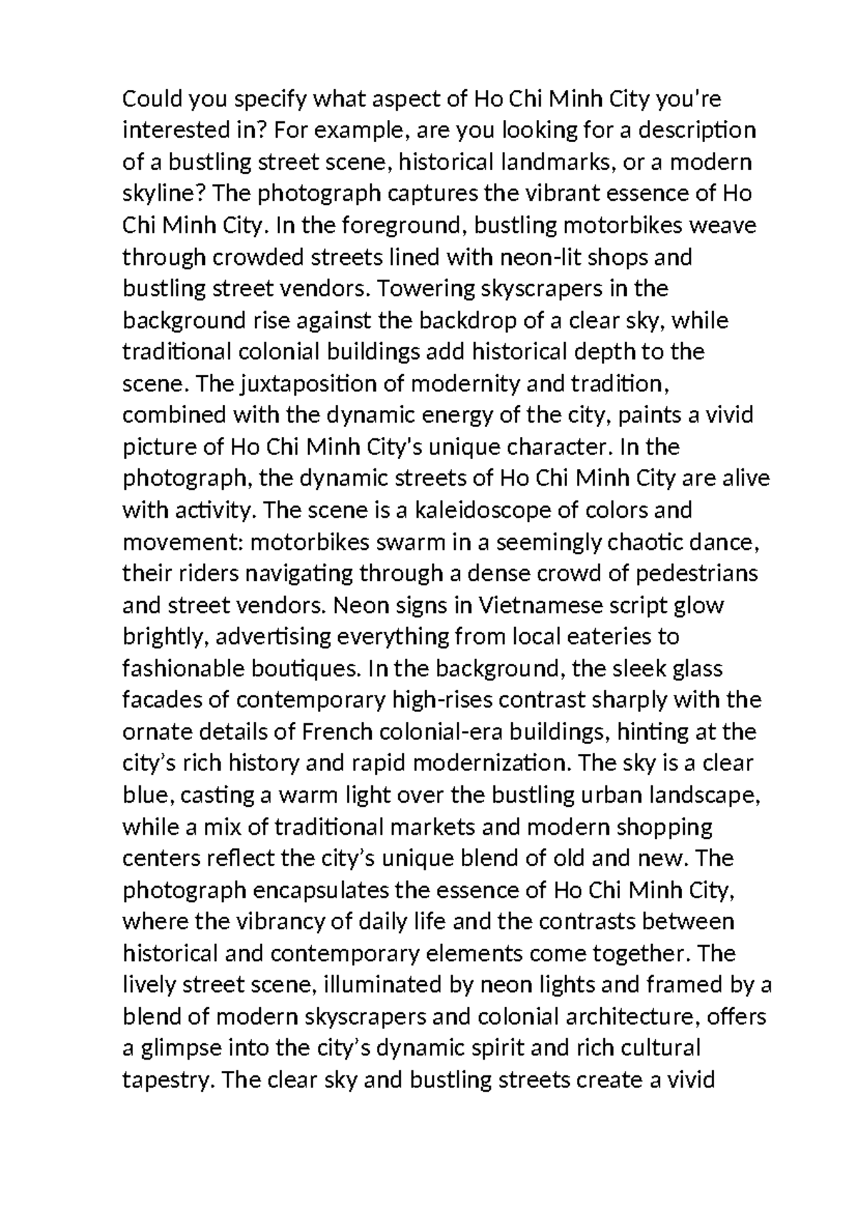 Vibrant Street Life and Modernity in Ho Chi Minh City - Studocu