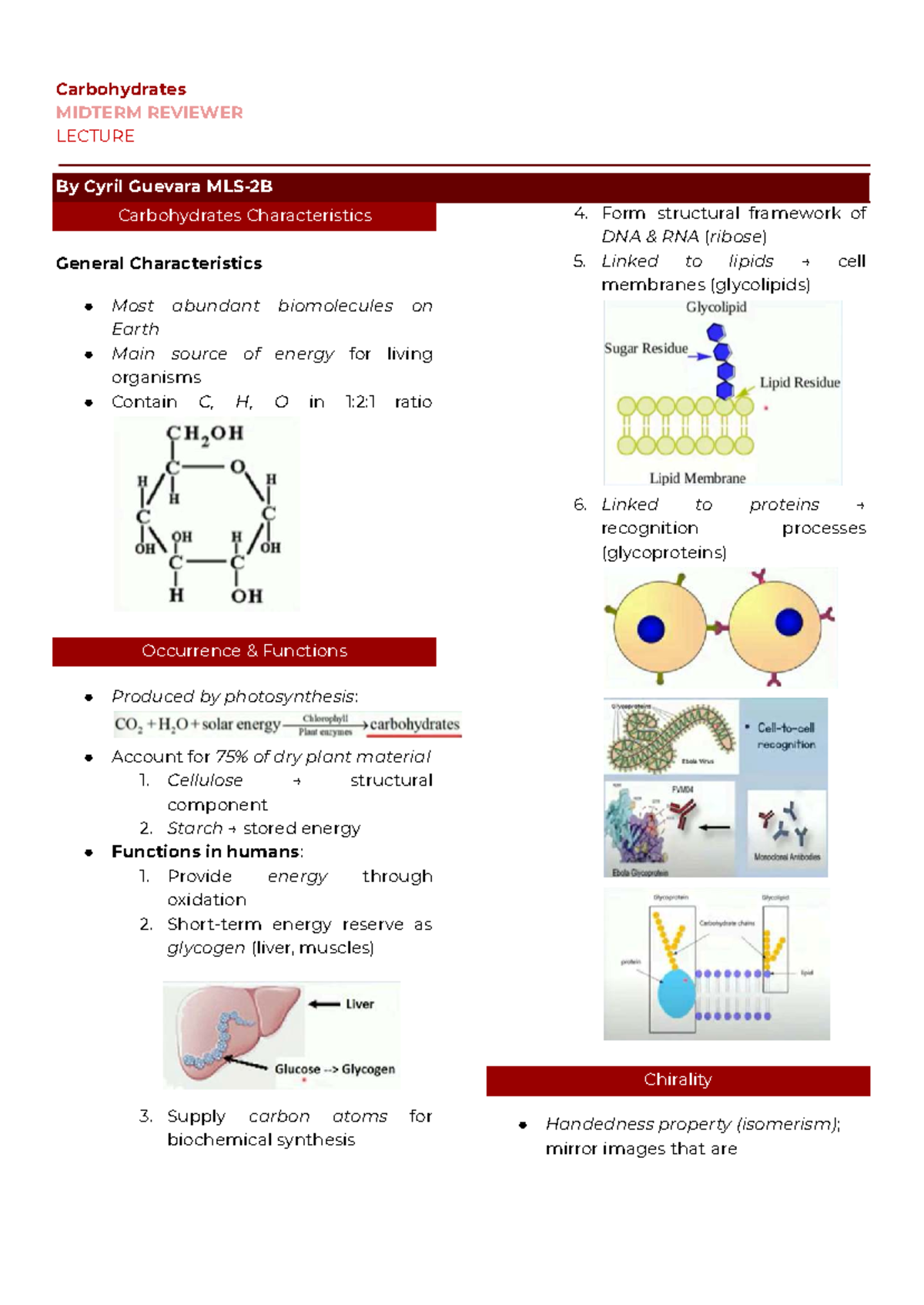 Biochemistry 101: Carbohydrates MIDTERM REVIEWER LECTURE - Studocu