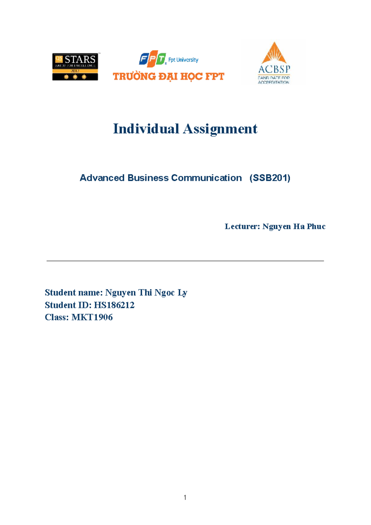 Individual Assignment: Gender Equality in Business (SSB201) - Studocu