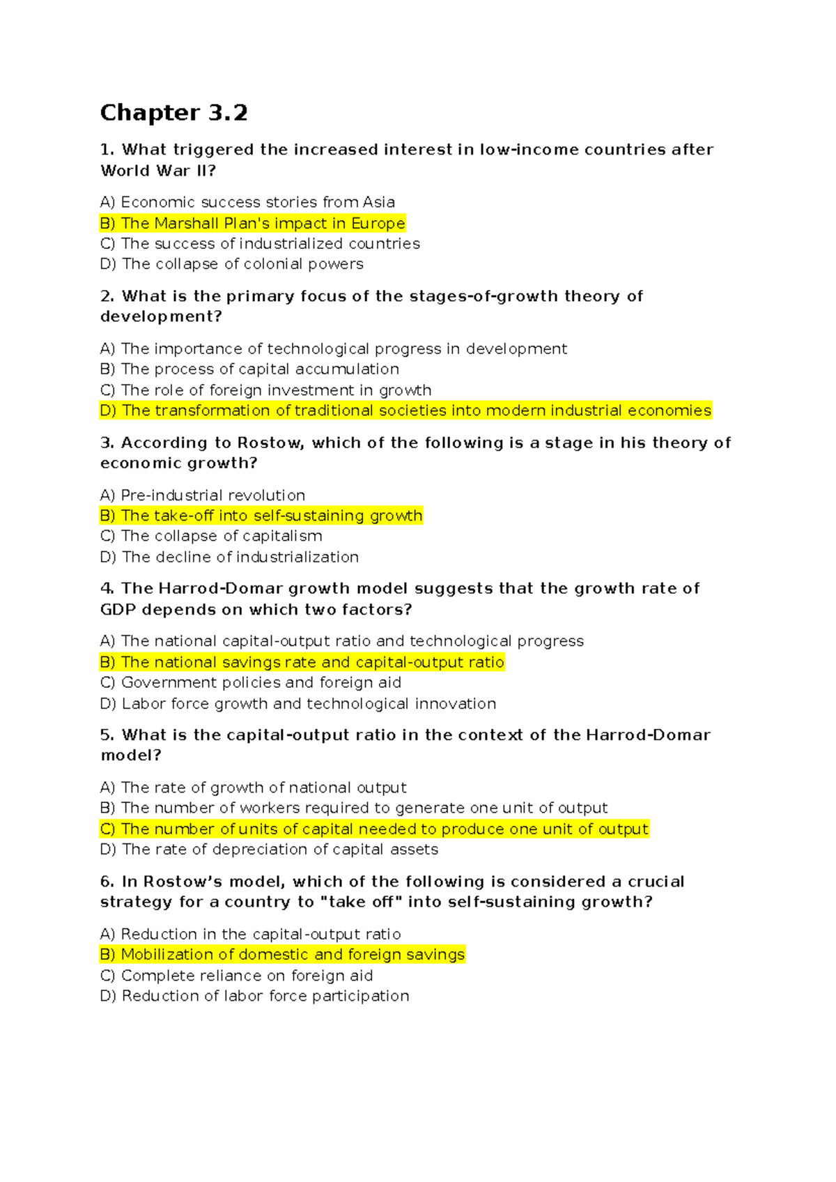 Econ 101: Economic growth test questions and answers - Studocu