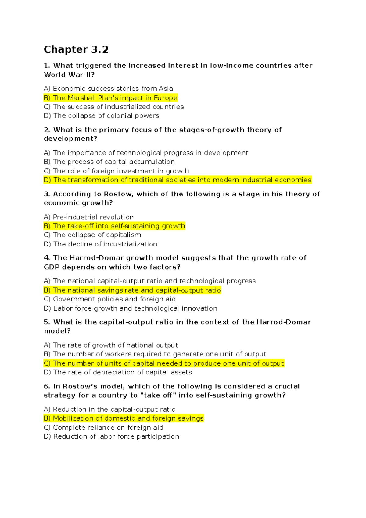 Econ 101: Economic growth test questions and answers - Studocu