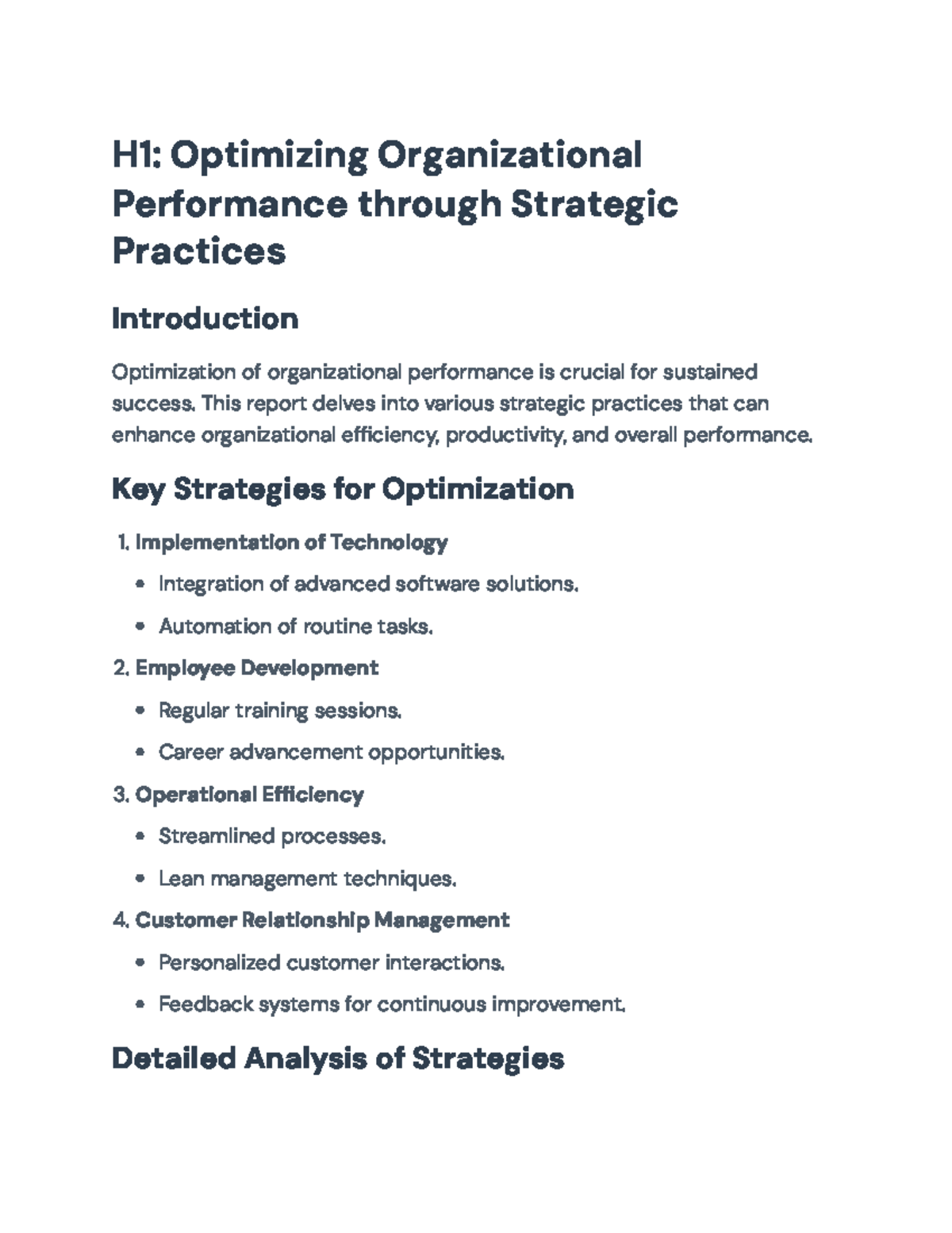 Optimizing Organizational Performance: Strategies for Success - H1 ...