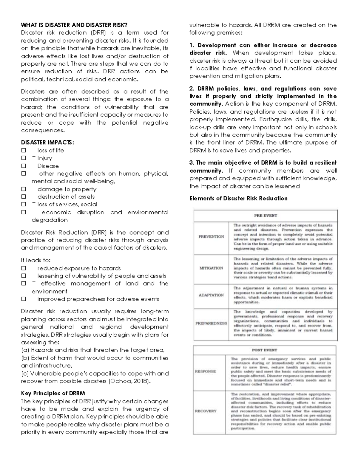 DRRR - Understanding Disaster and Disaster Risk Management - Studocu