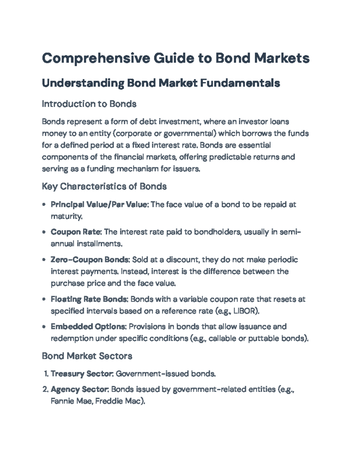 Comprehensive Guide to Bond Markets: Fundamentals, Risks, and Returns ...