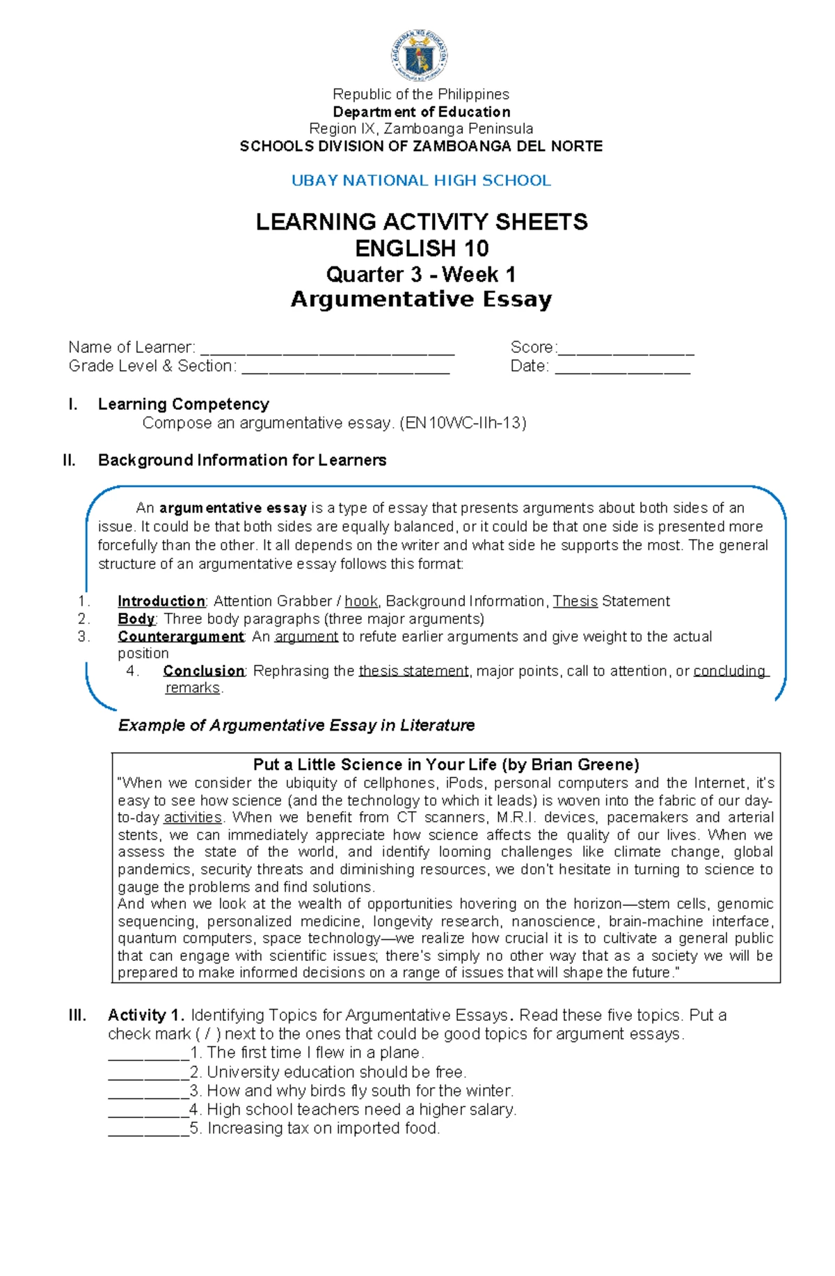 NLC 2024 Monitoring Sheet for Learners' Progress in English ...