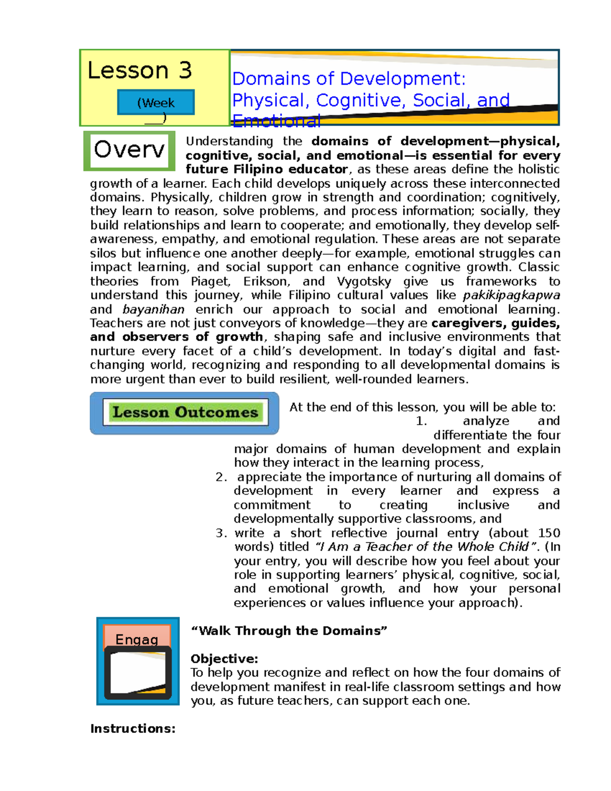 Lesson 3: Domains of Development - Physical, Cognitive, Social ...