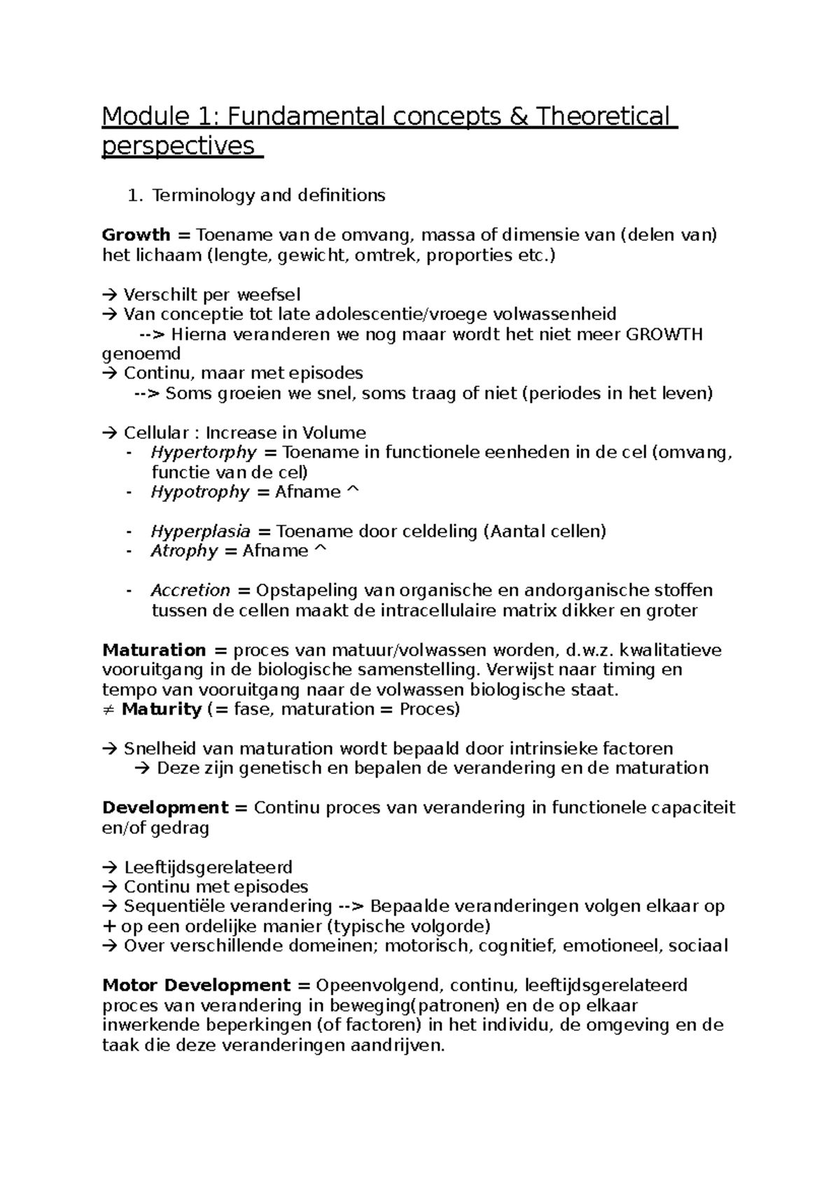 Module 1: Fundamental Concepts in Motor Control and Development - Studocu