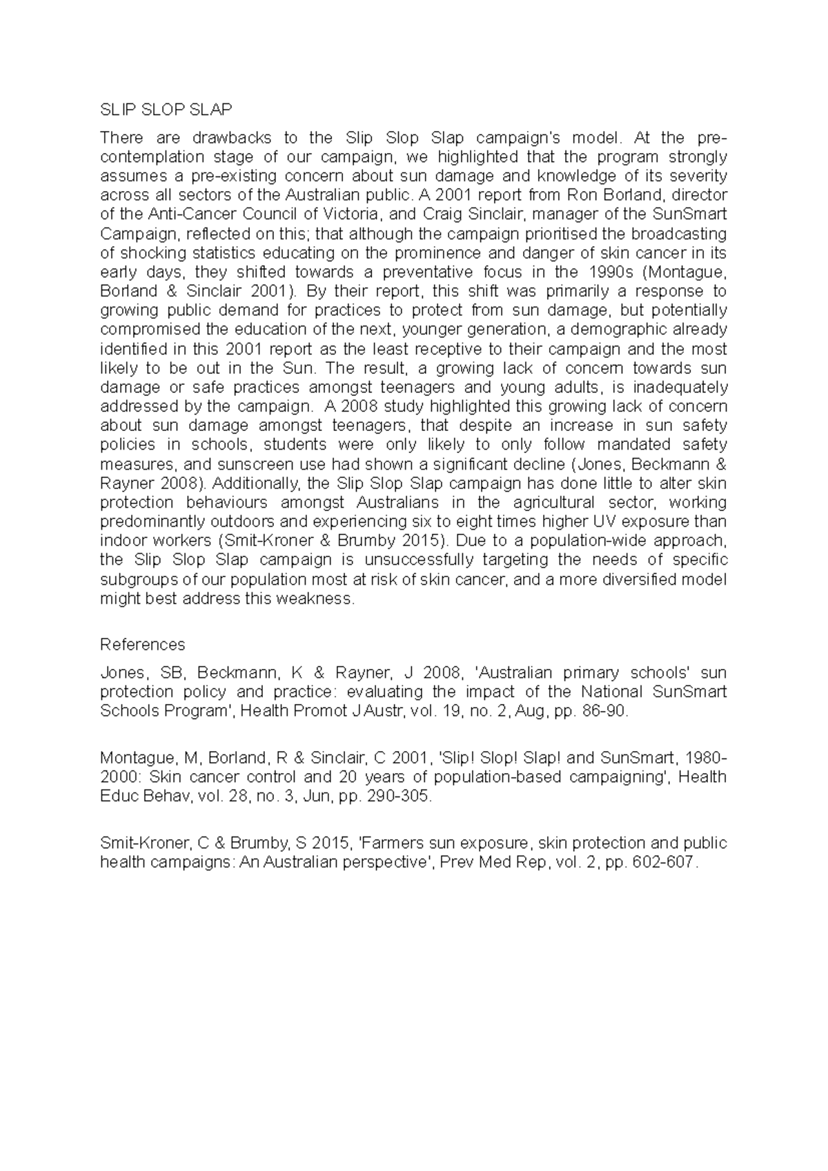 SLIP SLOP SLAP Campaign Model Analysis - Assignment Summary - Studocu