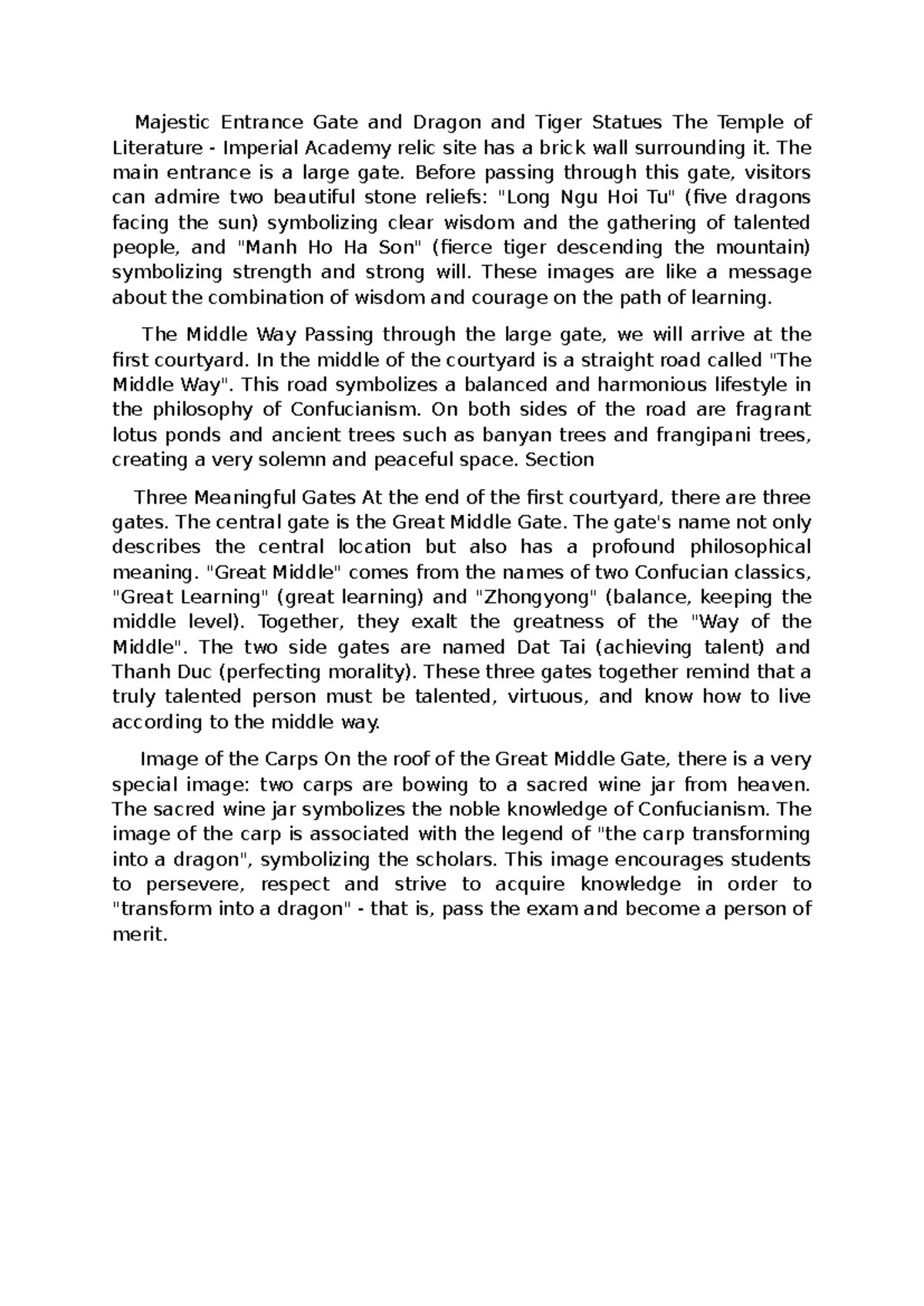 Vmieu mi - Notes on the Temple of Literature's Symbolism and Gates ...