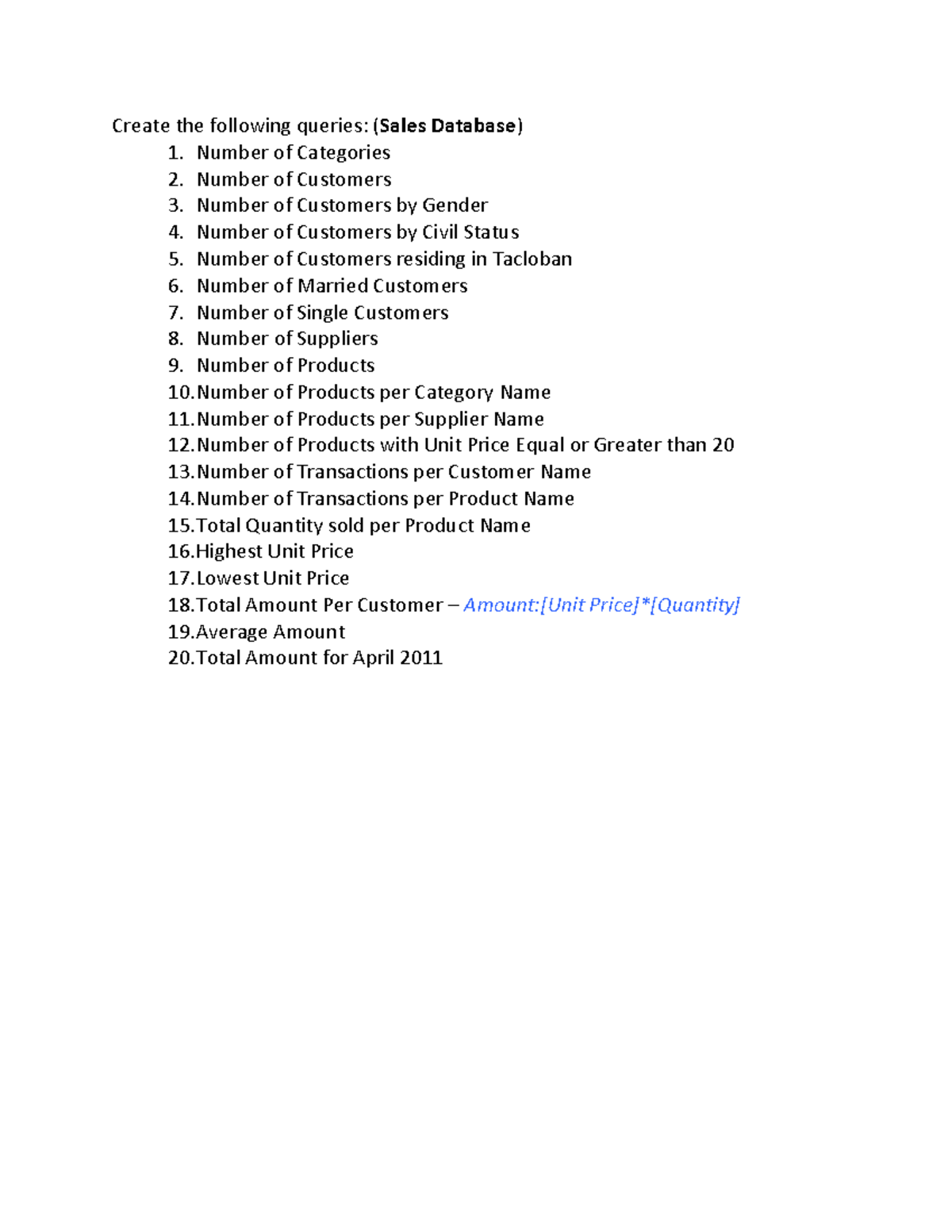 Sales Queries Overview - Database Analysis - Studocu