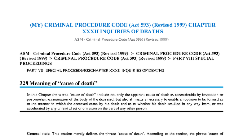 (MY) Criminal Procedure Code (Act 593) (Revised) Chapter on Inquiries ...