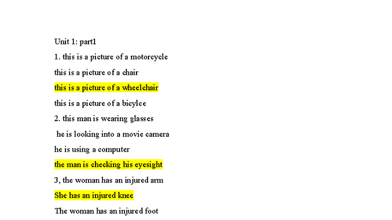 Unit 1: Part 1 & 2 - Visual Descriptions & Conversations - Studocu