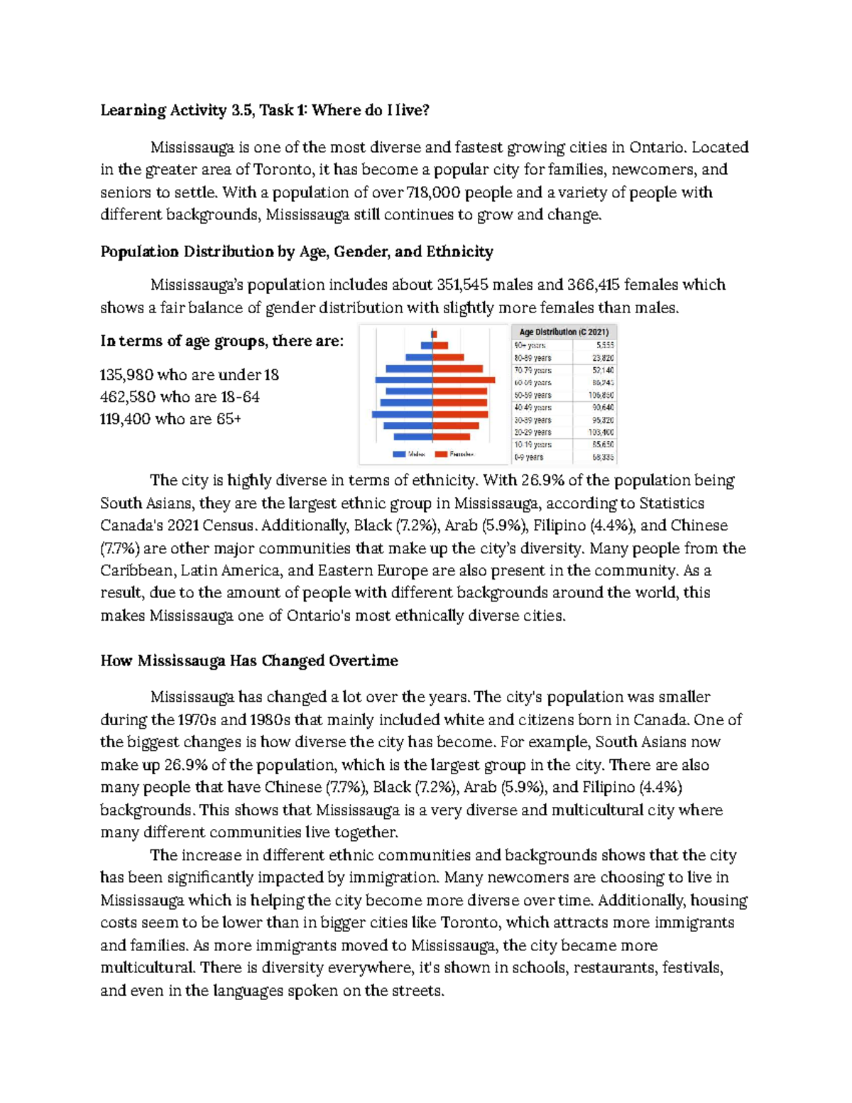 Unit 3 Assignment Drafts: Exploring Diversity in Mississauga - Studocu