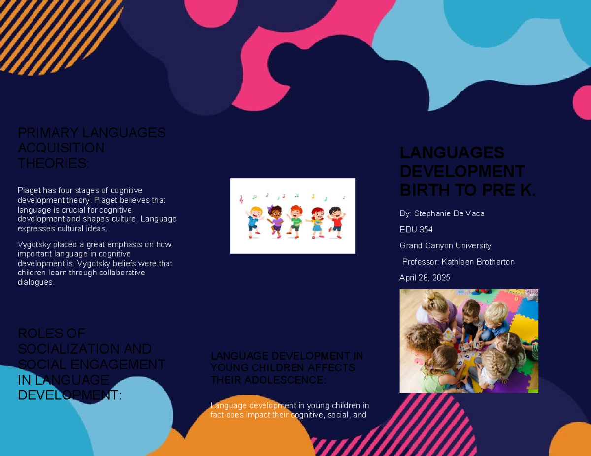 EDU 354 Language Development Theories: From Birth to Pre-K - Studocu