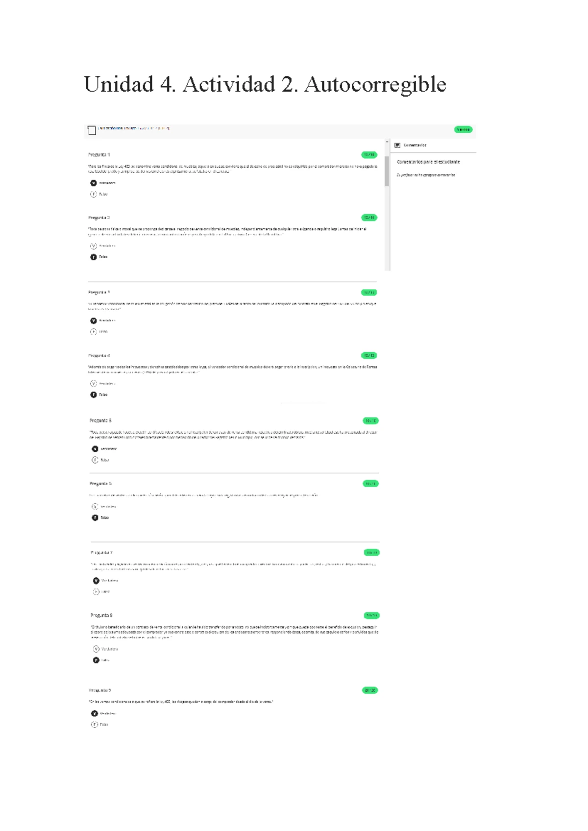 Unidad 1. Actividad 2: Autocorregible sobre Derecho Comercial - Studocu