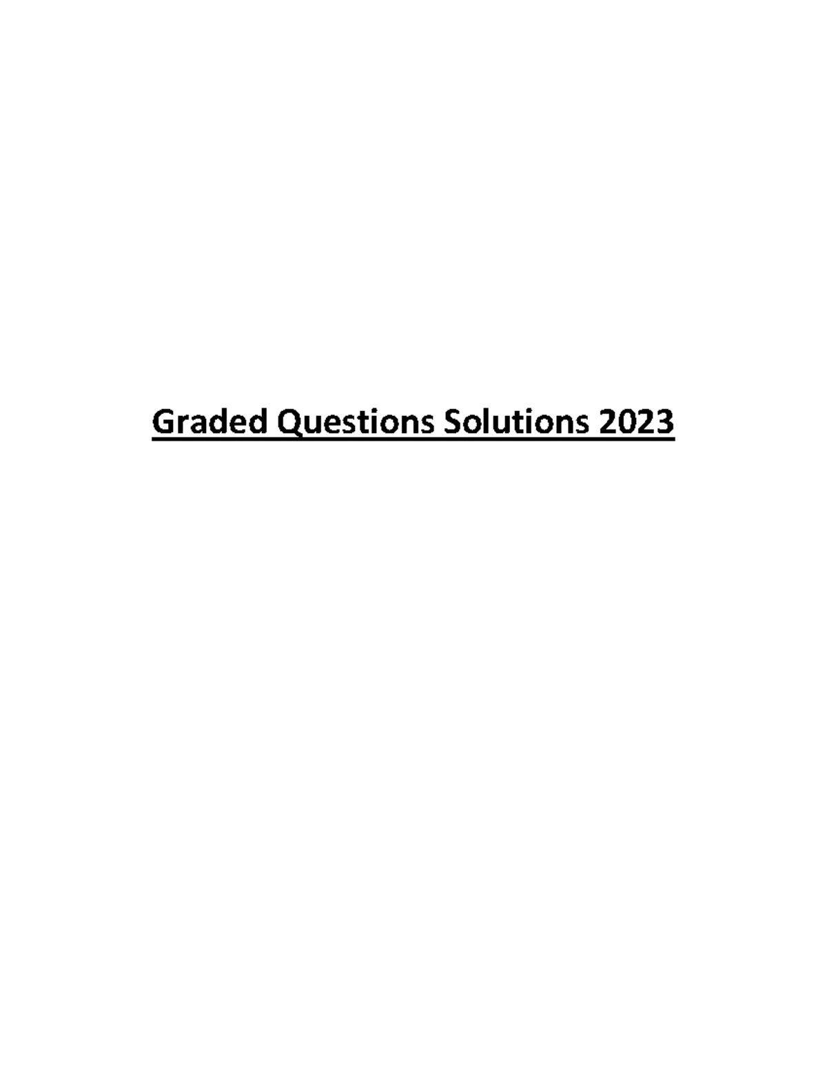 Graded Questions Solutions 2023 - Graded Questions Solutions CHAPTER 2 Corporate governance ...