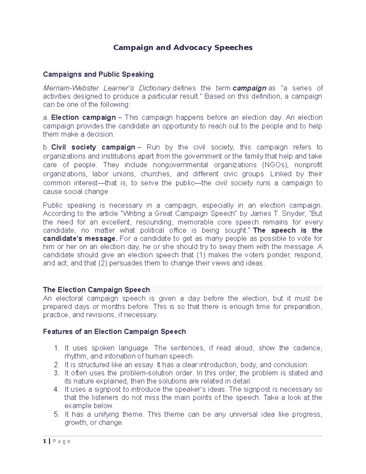 Campaign and Advocacy Speech Strategies for Effective Public Speaking ...