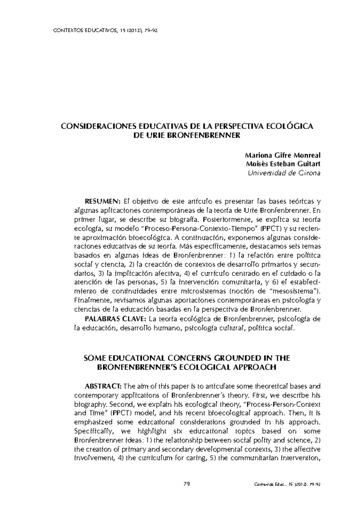 Consideraciones Educativas de la Perspectiva Ecológica de ...