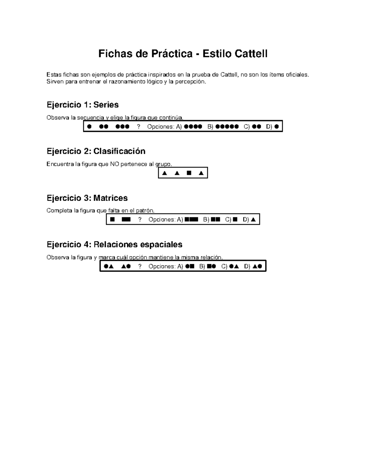 Fichas practica Cattell - Fichas de Práctica - Estilo Cattell Estas ...