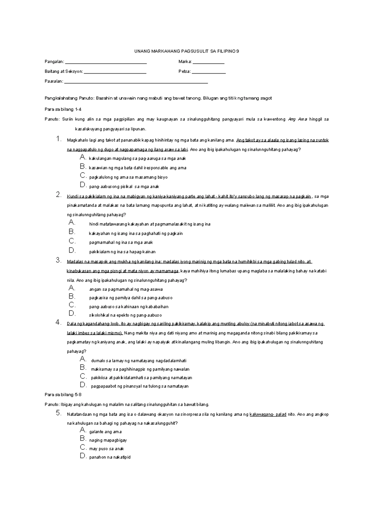 Pamantayan sa Pagbigkas ng Balagtasan at Tula - Studocu