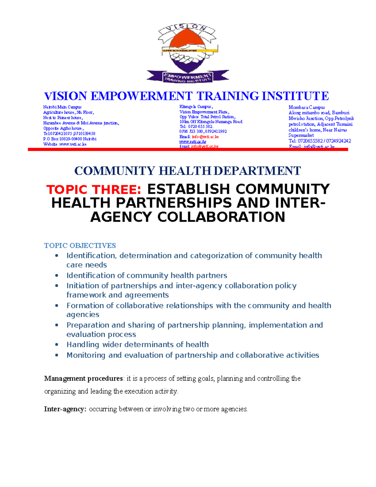 Community Health Partnerships & Interagency Collaboration (CHP 101 ...