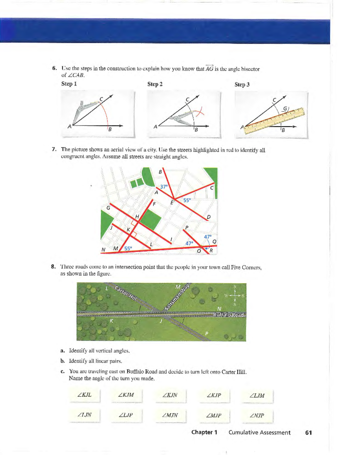 Big Ideas Geometry Chapter 2 - 6. Use the steps in the construction to ...