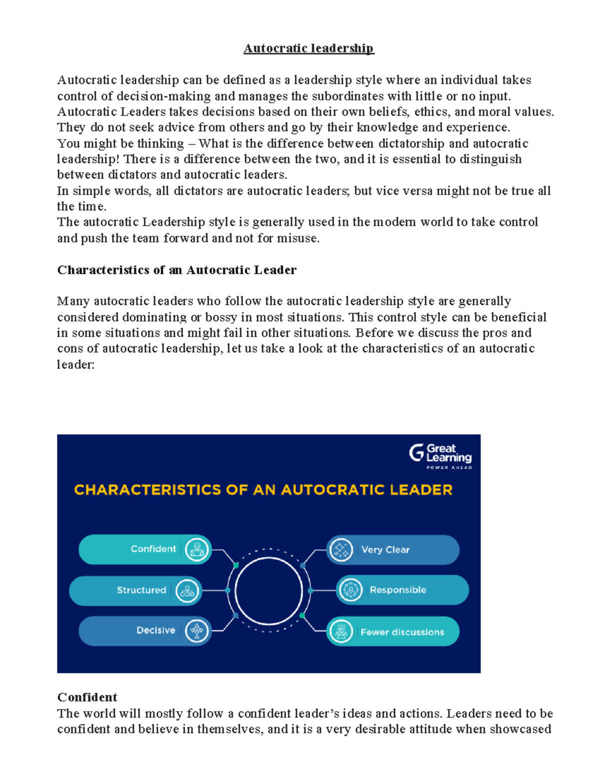 Autocratic Leadership: Characteristics, Pros & Cons Explained - Studocu