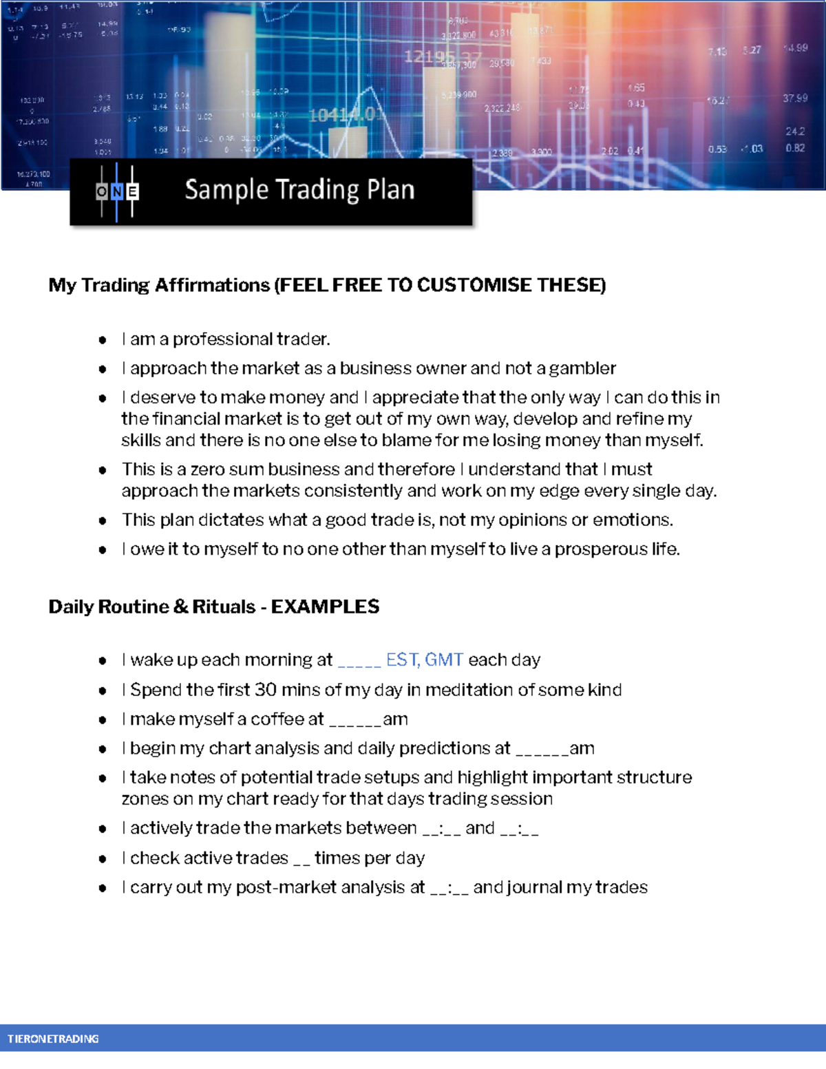 Trading for Beginners Part 2: Sample Trade Plan (TIERONETRADING) - Studocu
