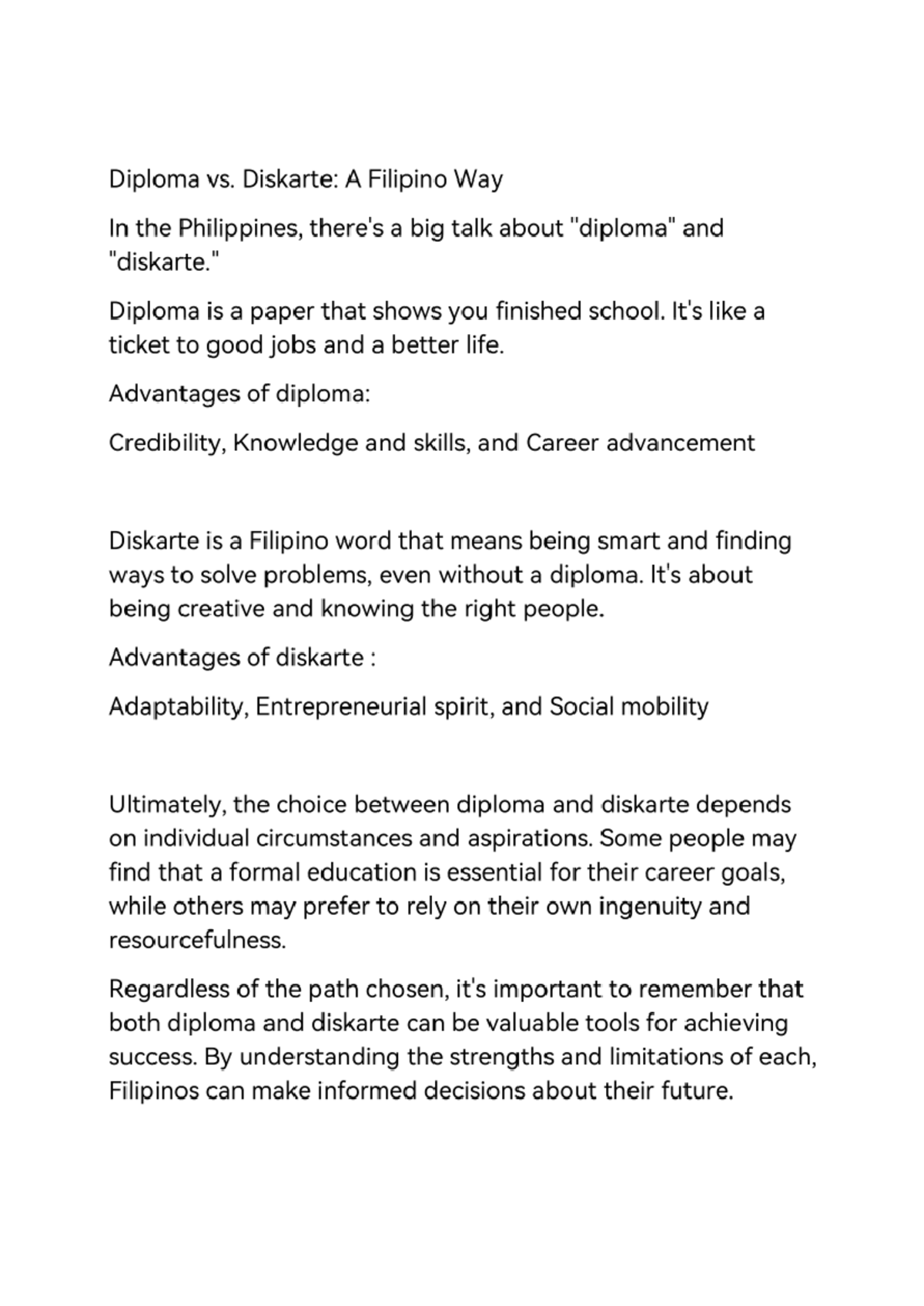 Diploma vs. Diskarte: Exploring Paths to Success in the Philippines ...
