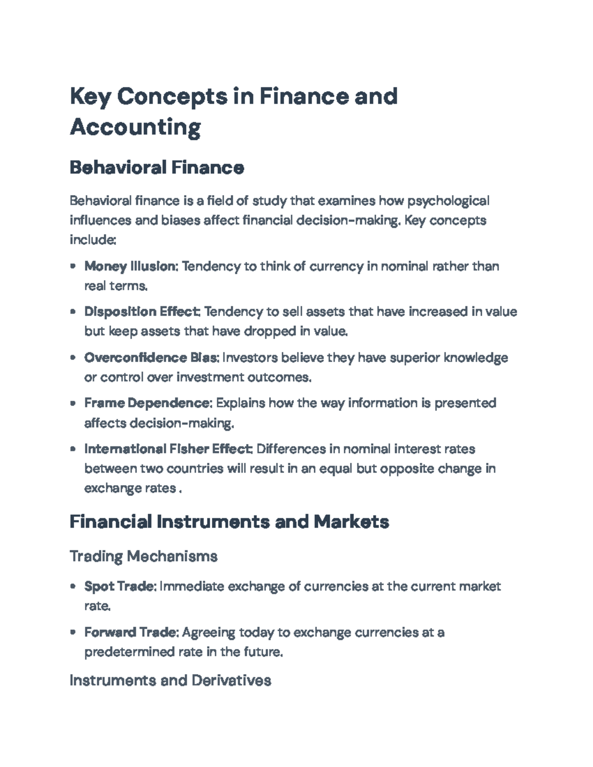Key Concepts in Finance and Accounting (Course Code: FINA 101) - Key ...