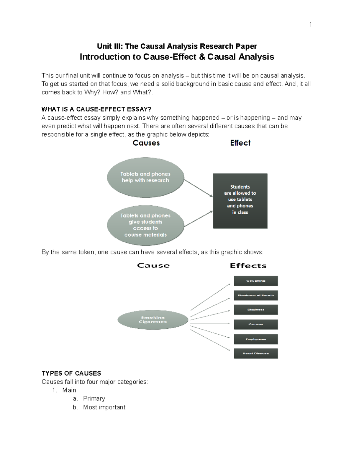Introduction to Cause-Effect & Causal Analysis, Fall 2024 - Unit III ...