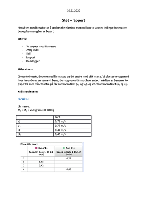 Formelark Fysikk 1: Fart, Akselerasjon og Bevegelseslikninger - Studocu