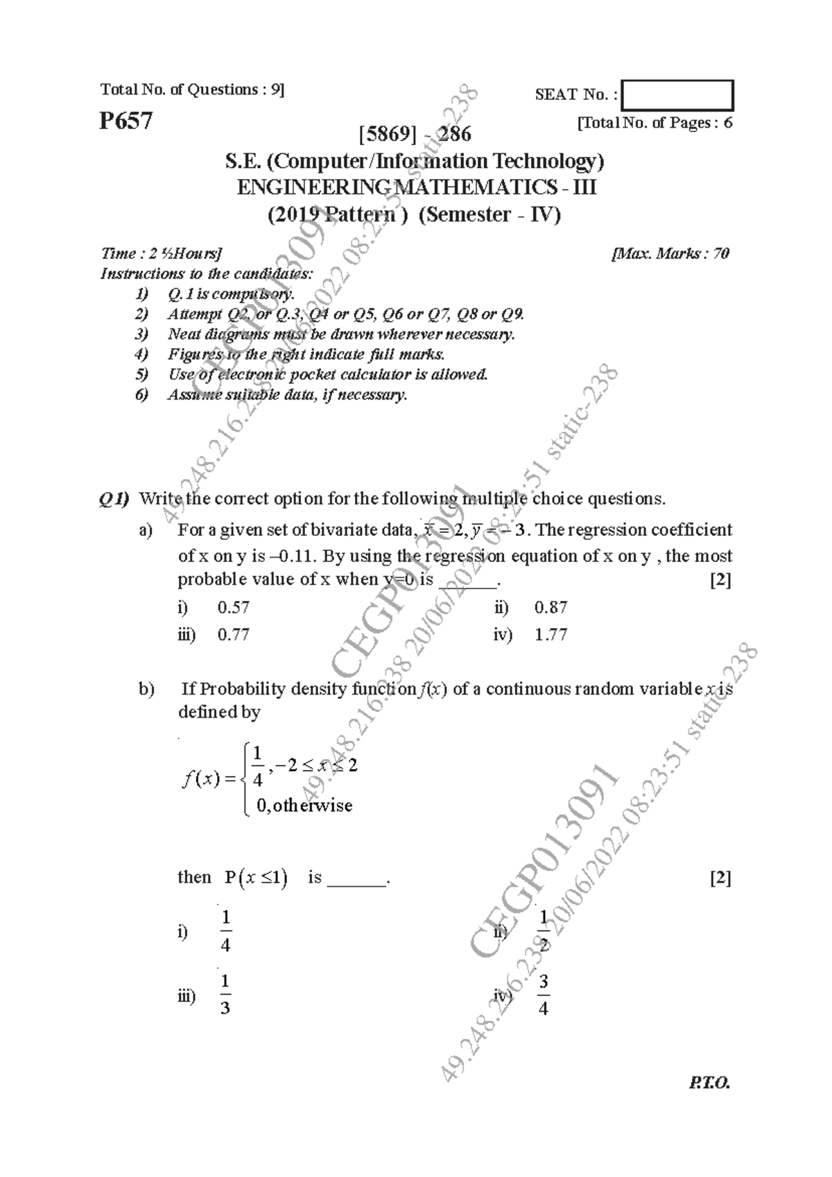 M3 Engineering Mathematics III - May Jun 2022 Question Paper - Studocu