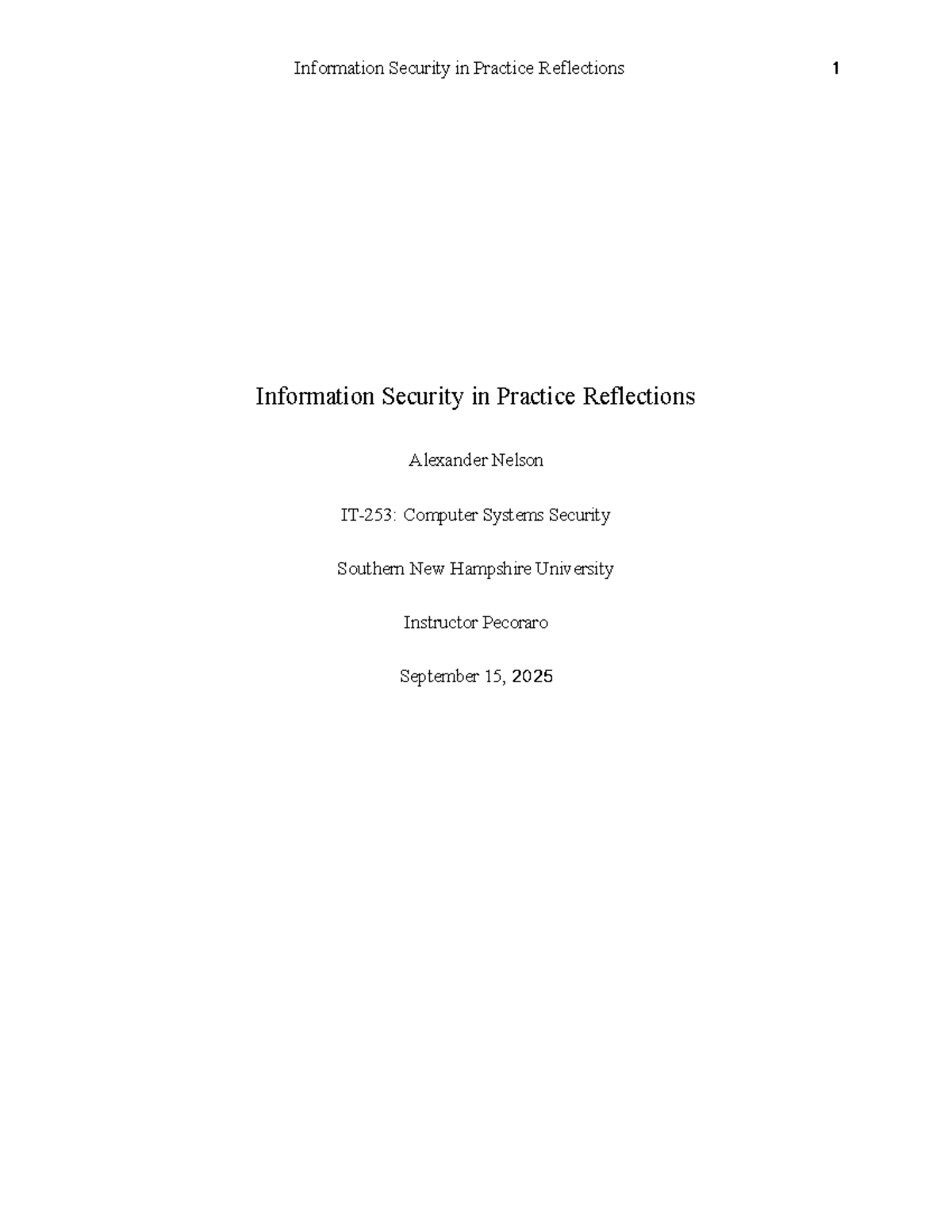 It253 Module 2 Reflection Journal Insights On Info Security