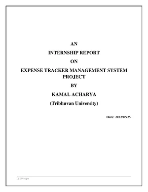 Daily Expense Tracker Project Report - System Overview & Analysis - Studocu