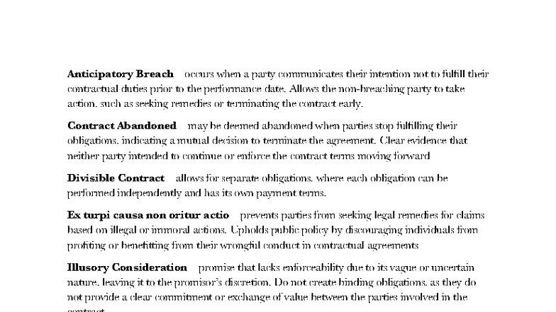 Contracts - Quick Notes: Key Concepts & Terms Explained - Studocu
